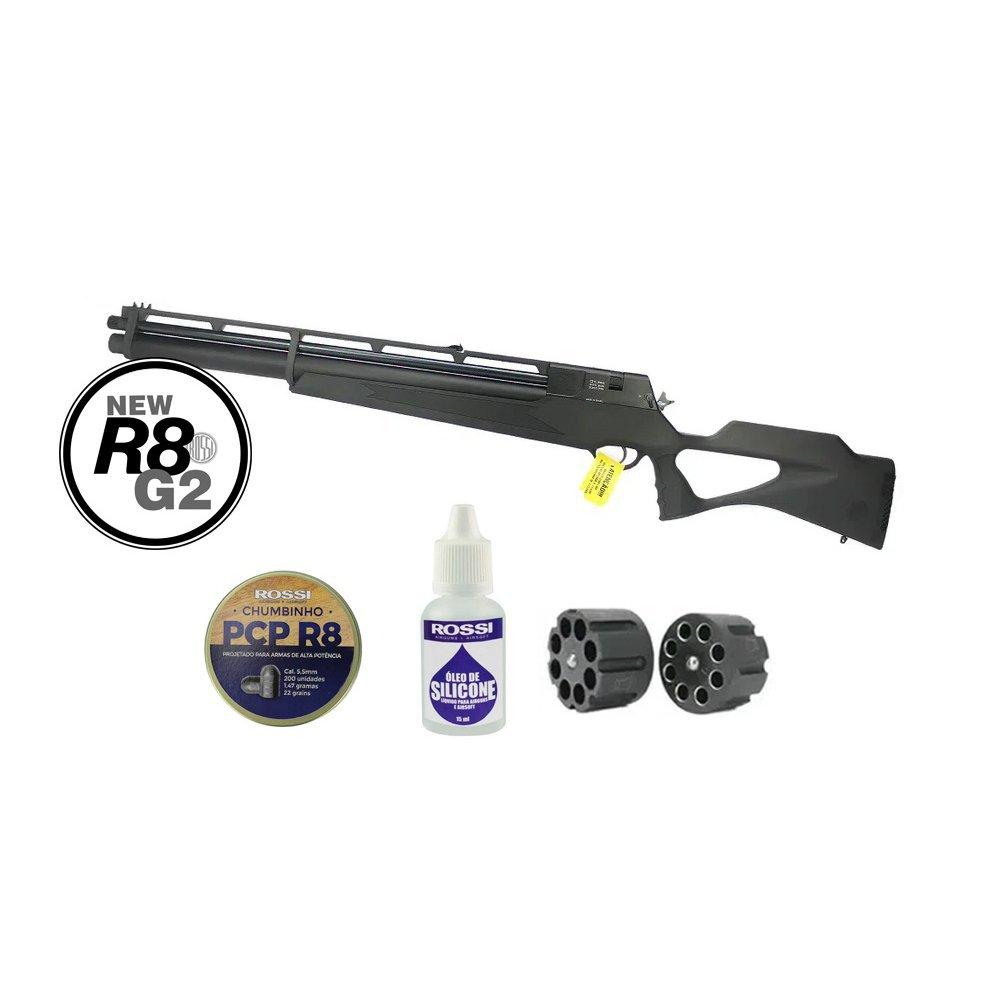 Carabina Pressão Pcp Rossi R8 G2 Black STD 5,5 +Bomba +Itens
