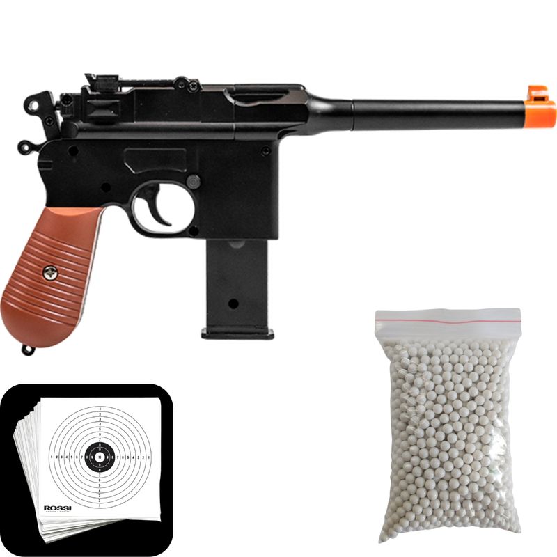 Pistola De Airsoft Mauser Metal V10 C96 6mm Spring Rossi